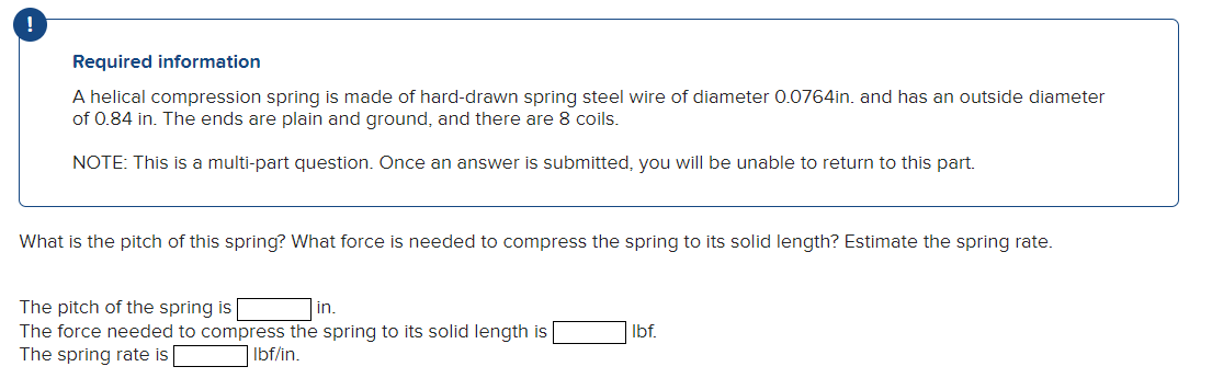 Solved Required information A helical compression spring is | Chegg.com