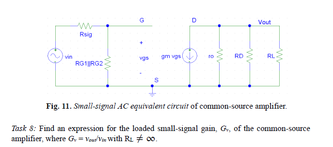 Solved G D Vout Rsig + vin ro gm vgs RD vgs RL RG1||RG2 S | Chegg.com