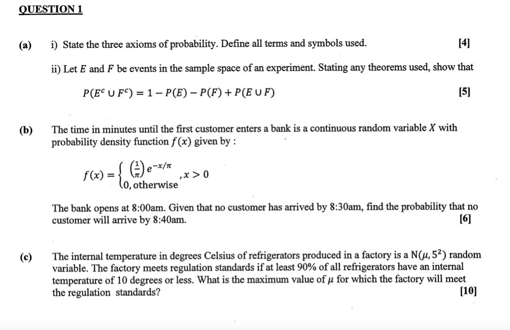 Solved (a) i) State the three axioms of probability. Define | Chegg.com