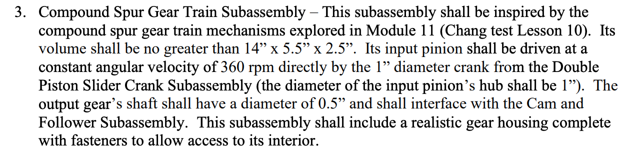 Solved 3. Compound Spur Gear Train Subassembly – This | Chegg.com