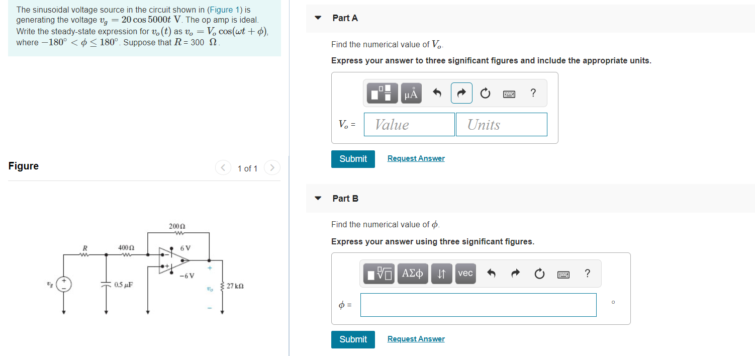 Solved The sinusoidal voltage source in the circuit shown in | Chegg.com