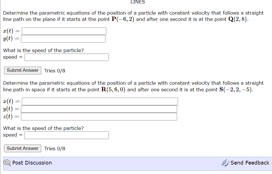 Solved Determine the parametric equations of the position of | Chegg.com