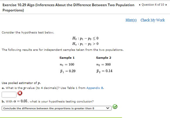 Solved Exercise 10.29 Algo (Inferences About the Difference | Chegg.com