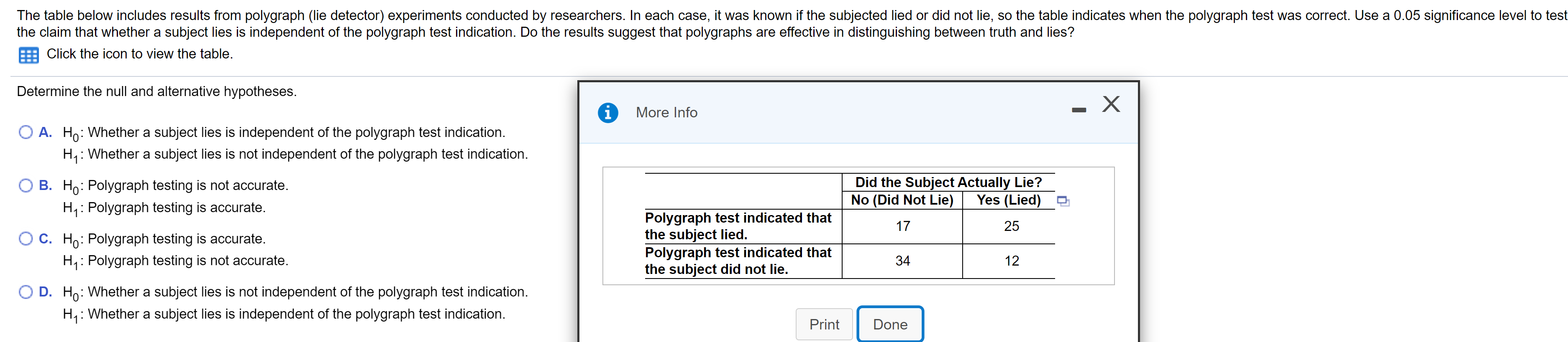 Solved The table below includes results from polygraph (lie | Chegg.com