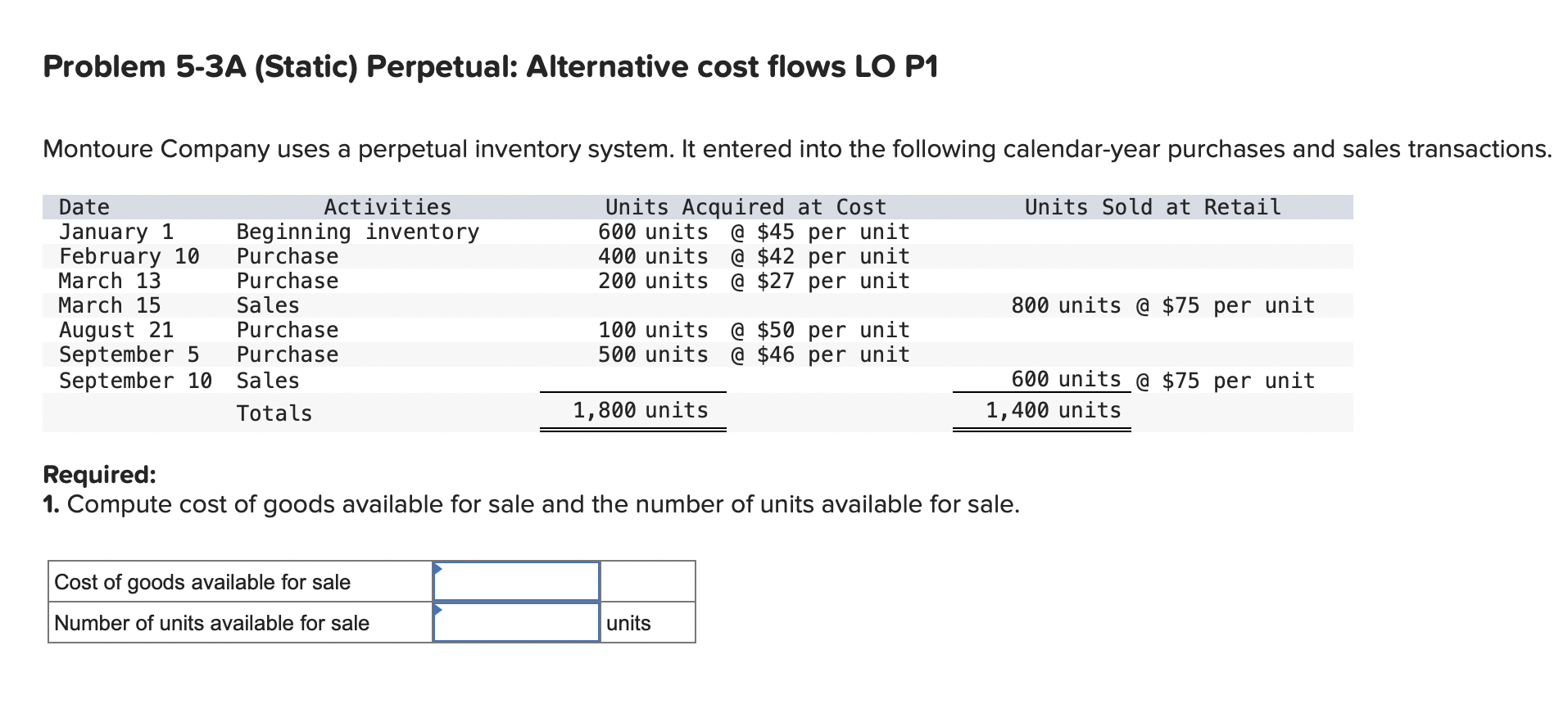 Solved Problem 5-3A (Static) Perpetual: Alternative cost | Chegg.com