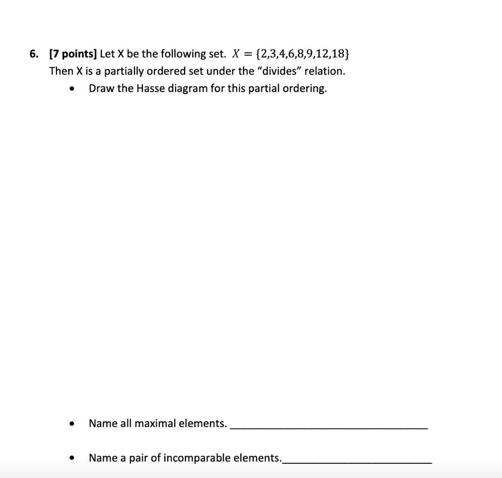 Solved 6. [7 points] Let X be the following set. | Chegg.com