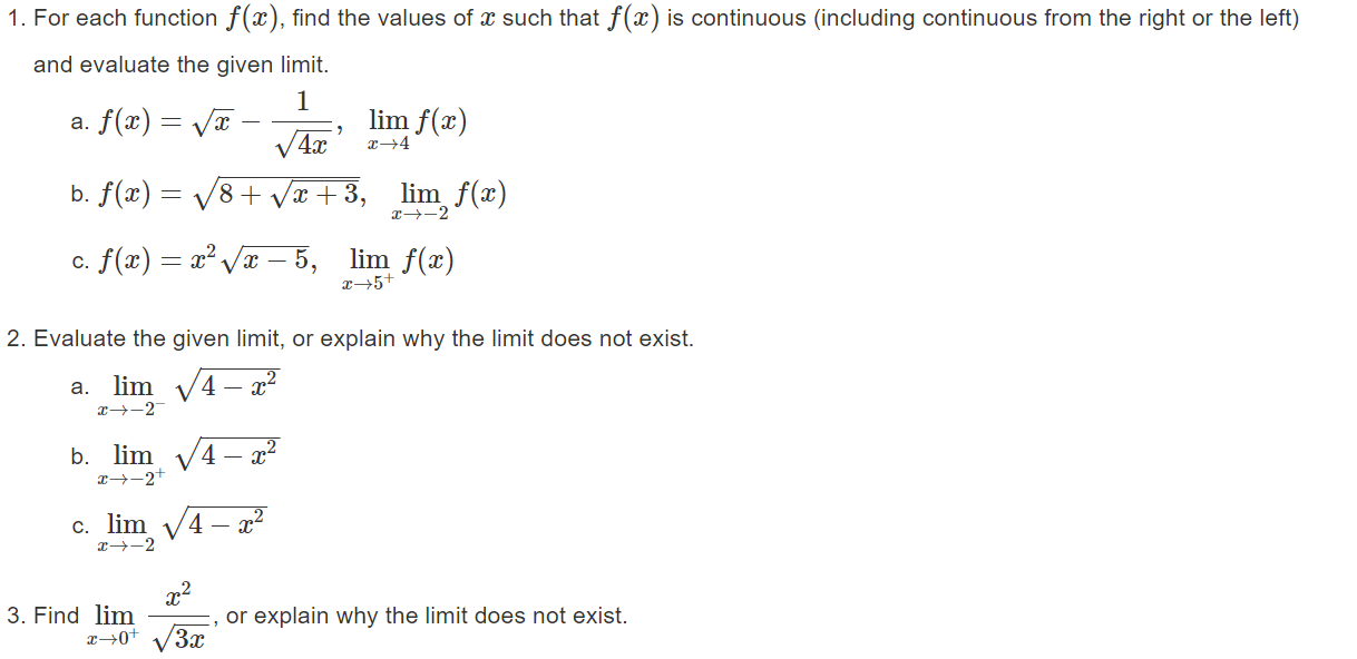 Solved 1. For each function f(x), find the values of x such | Chegg.com