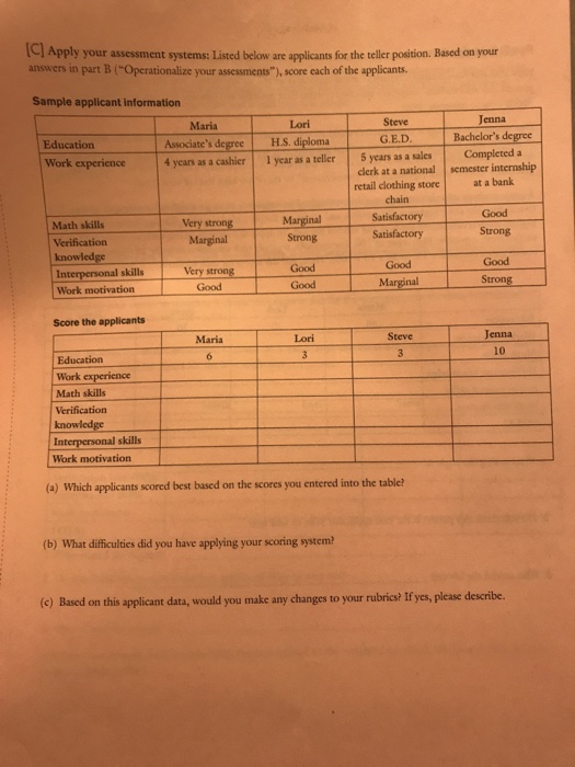 Solved Employee Selection Exercise A] Choose the selection | Chegg.com
