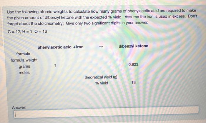 Solved Use the following atomic weights to calculate how | Chegg.com
