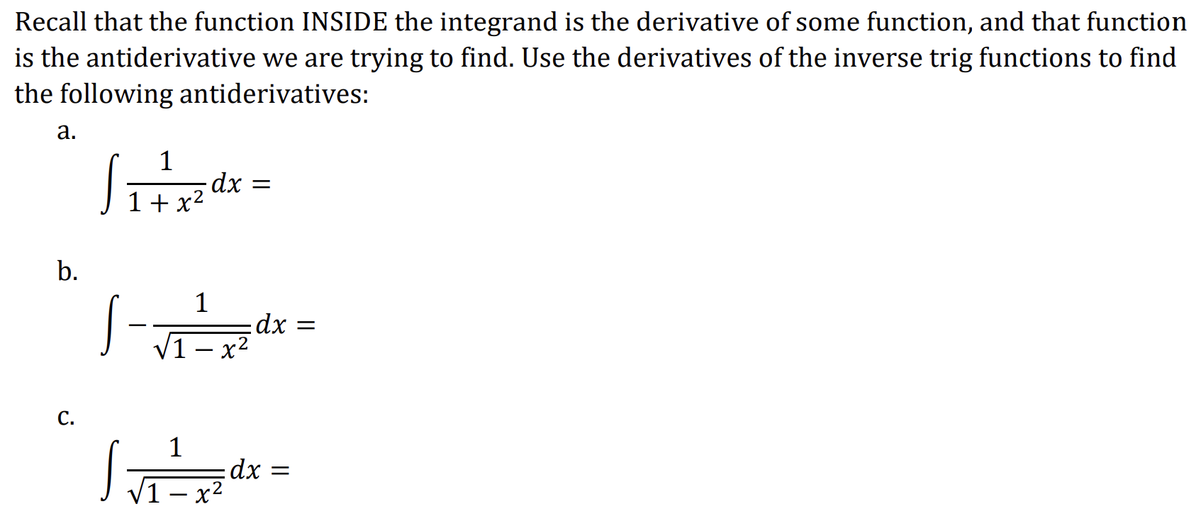 Solved Recall that the function INSIDE the integrand is the | Chegg.com