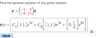 Solved Find the general solution of the given system. | Chegg.com