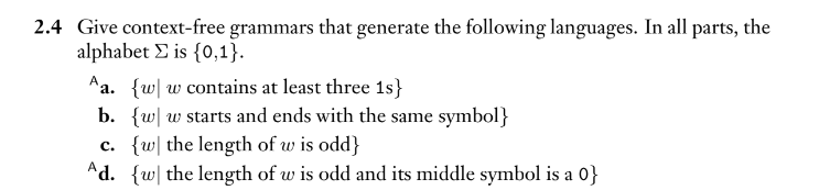 Solved 2.4 Give context-free grammars that generate the | Chegg.com Solved 2.4 Give context-free grammars that generate the | Chegg.com