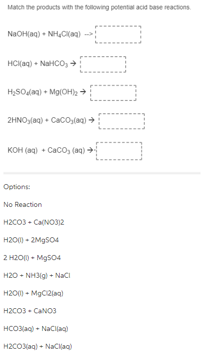 Solved Match the products with the following potential acid | Chegg.com