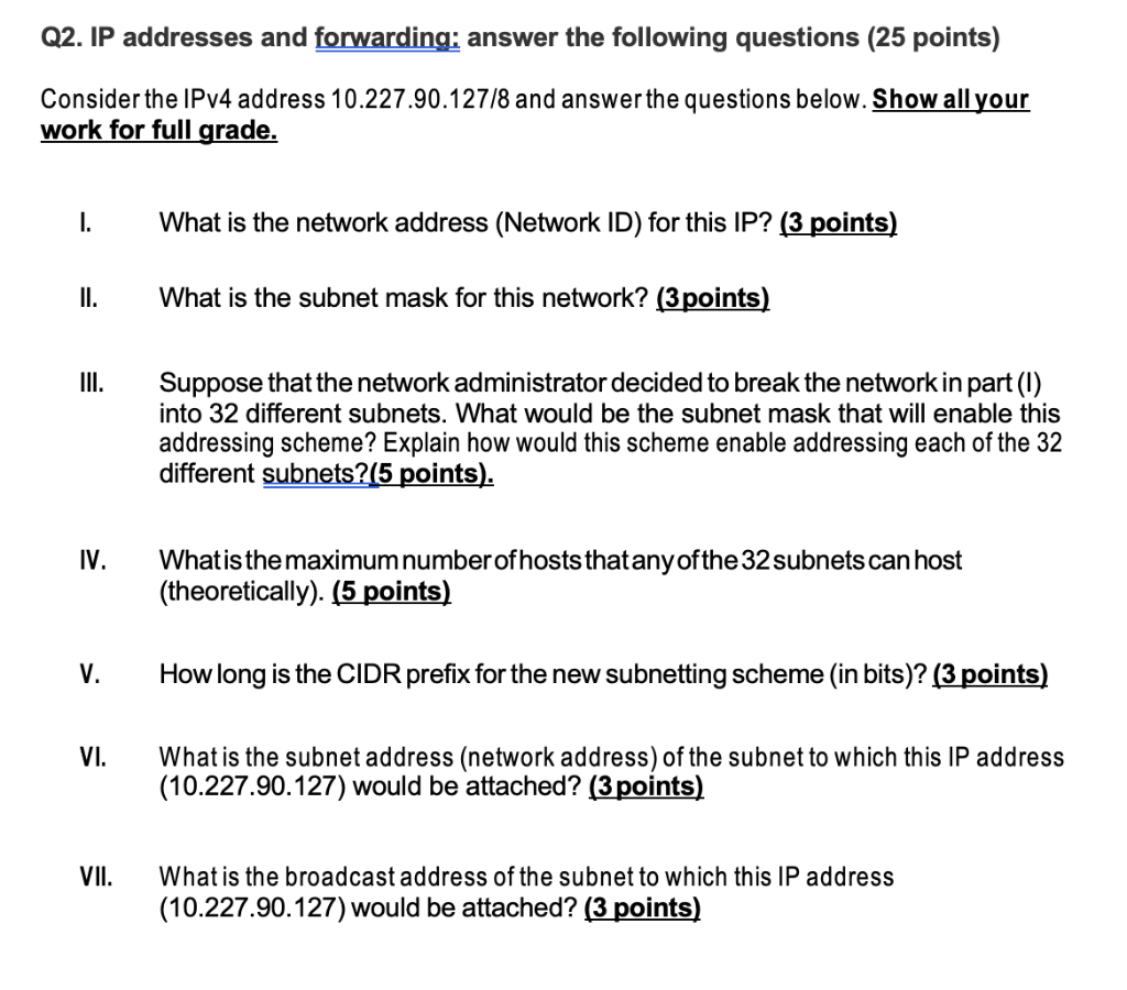 Solved Q2. IP addresses and forwarding: answer the following | Chegg.com