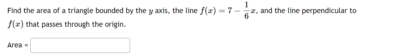Solved Find the area of a triangle bounded by the y ﻿axis, | Chegg.com