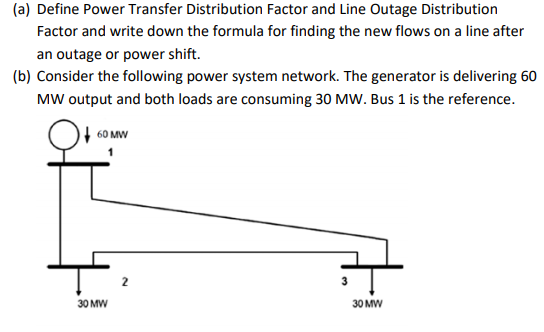 Solved (a) Define Power Transfer Distribution Factor and | Chegg.com
