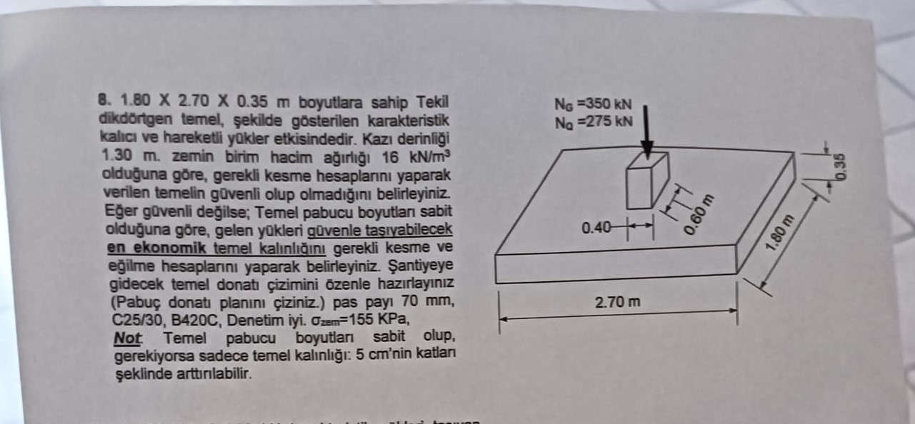 Solved A singular rectangular foundation with dimensions of | Chegg.com