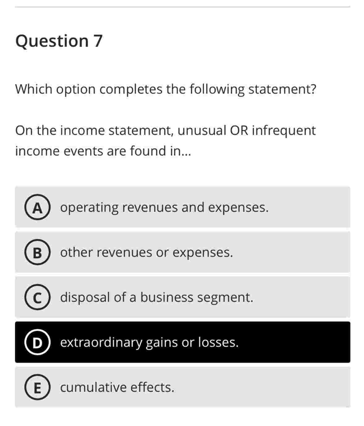 Solved Question 7Which option completes the following | Chegg.com