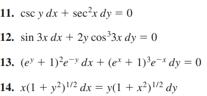 Solved 11. CSC y dx + sec 2x dy = 0 12. sin 3x dx + 2y cos | Chegg.com