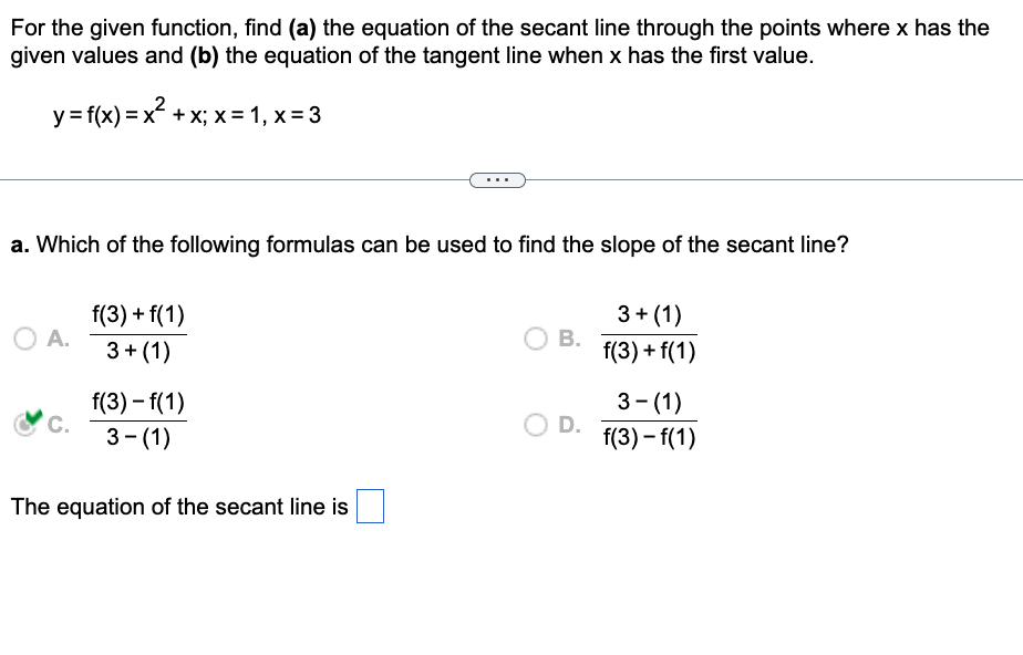 Solved For the given function, find (a) the equation of the | Chegg.com