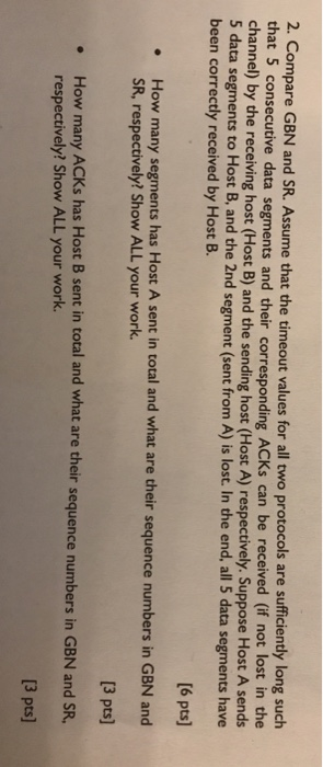 Solved 2. Compare GBN and SR. Assume that the timeout values | Chegg.com