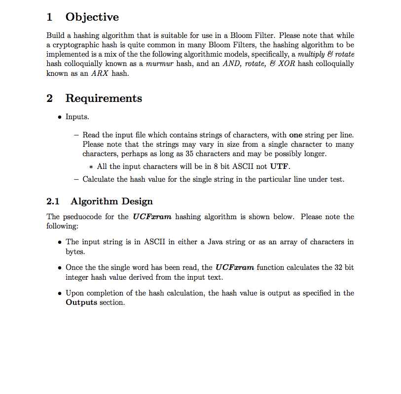 1 Objective Build a hashing algorithm that is | Chegg.com