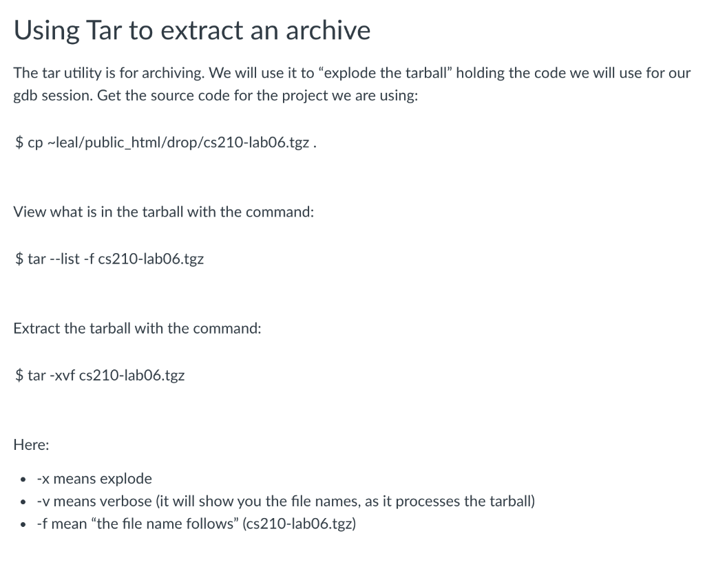 Using Tar to extract an archive The tar utility is | Chegg.com
