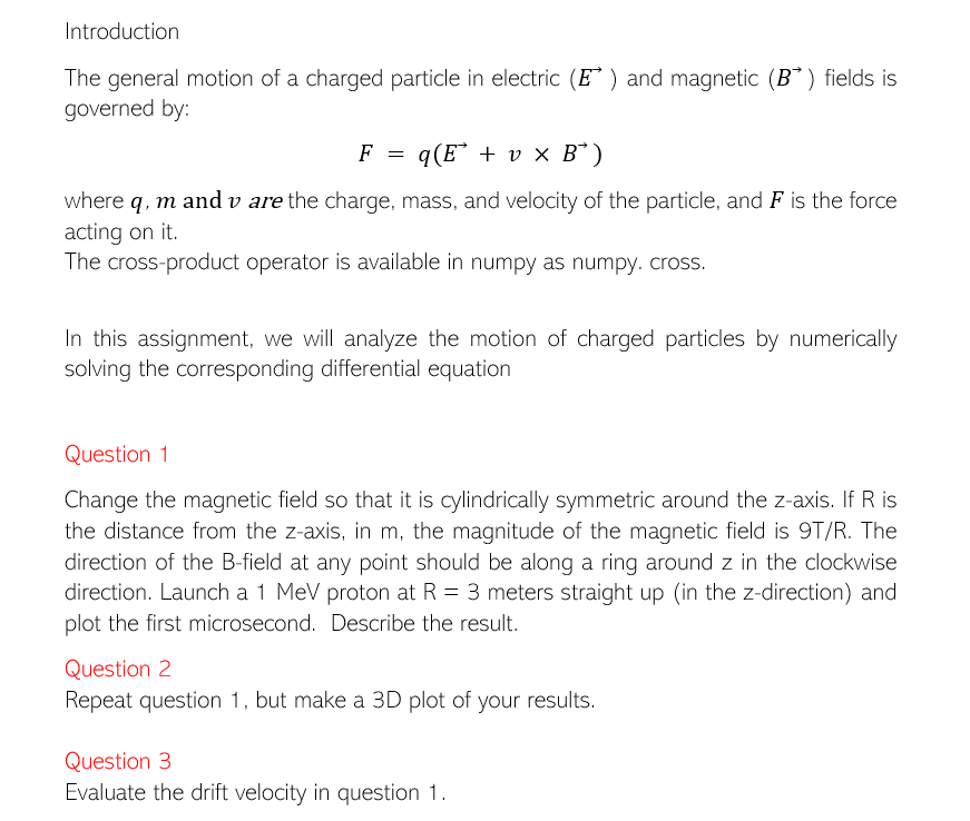 Solved Introduction The general motion of a charged particle | Chegg.com