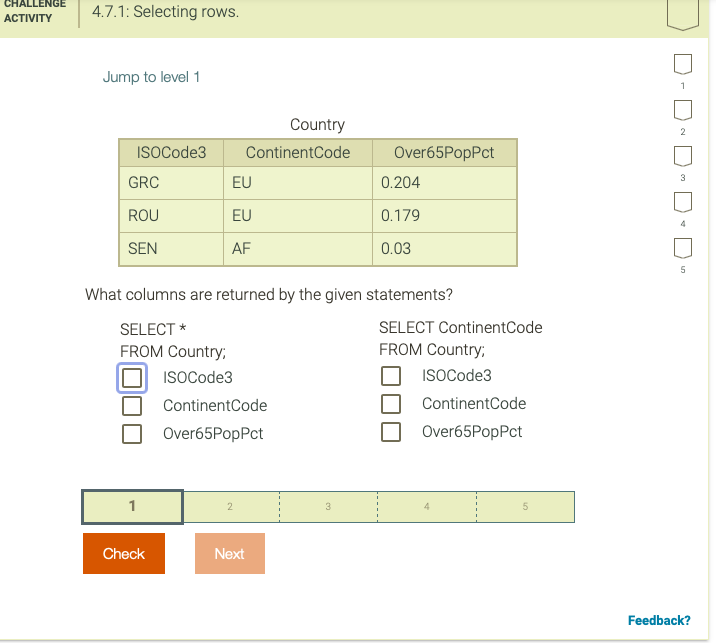 Solved HALLENGE ACTIVITY 4 7 1 Selecting Rows Jump To Chegg