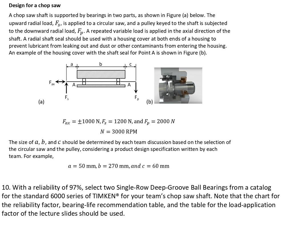 Design for a chop saw A chop saw shaft is supported | Chegg.com