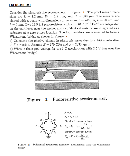 Solved EXERCISE_#1Consider the piezoresistive accelerometer | Chegg.com