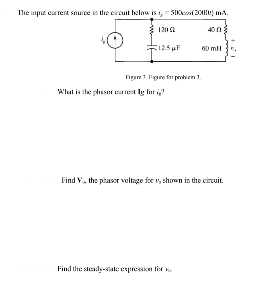 Solved The input current source in the circuit below is ig = | Chegg.com