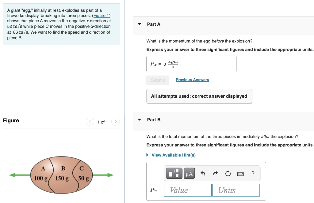 Solved A giant "egg," initially at rest, explodes as part of | Chegg.com