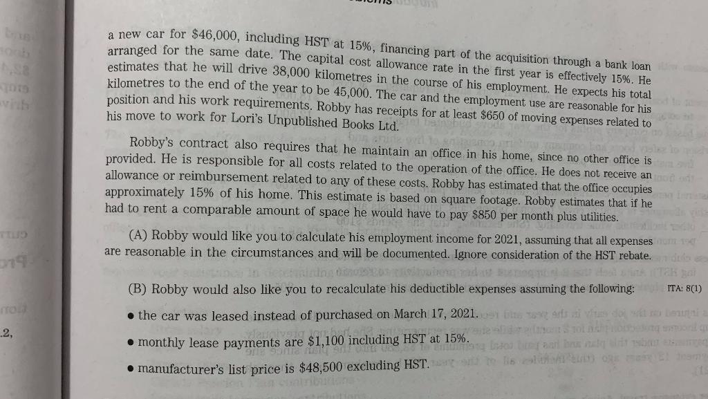 Solved 67.3; IT-35282 continue to pay lub Problem 21 Robby | Chegg.com