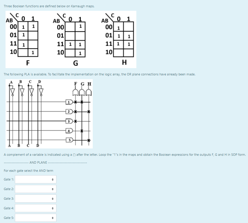 Solved Three Boolean functions are defined below on Karnaugh | Chegg.com