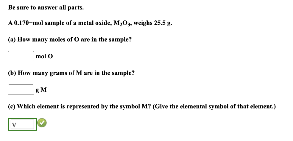 Solved Be sure to answer all parts. A 0.170-mol sample of a | Chegg.com