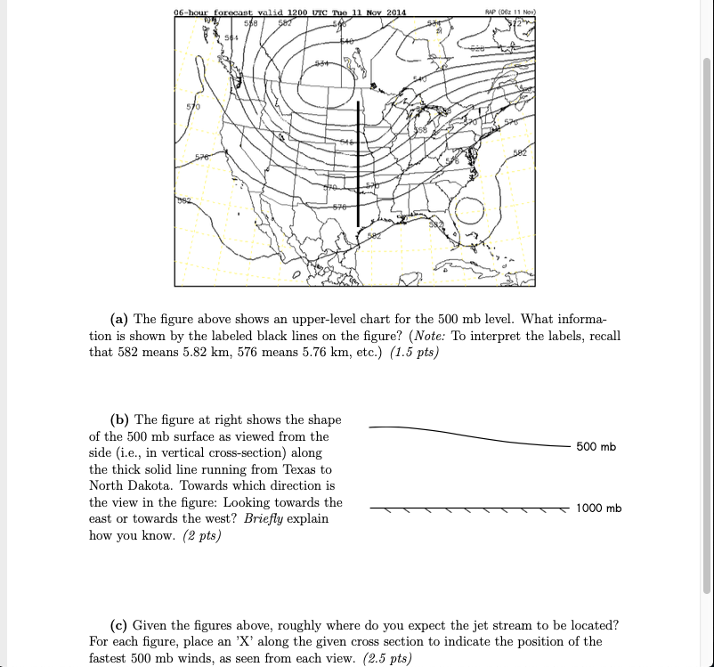 Solved 06-hour forecast valid 1200 UTC Tue 11 Noy 2014 | Chegg.com