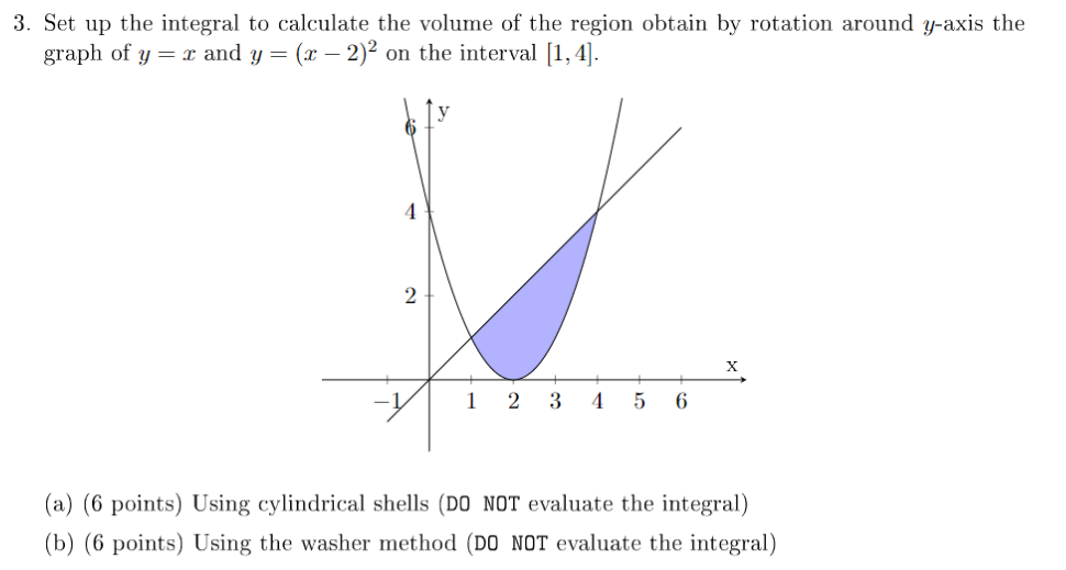Solved 3. Set up the integral to calculate the volume of the | Chegg.com