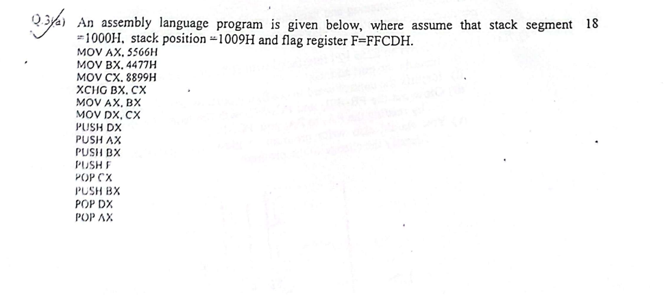 Solved Q.3.a) ﻿An assembly language program is given below, | Chegg.com
