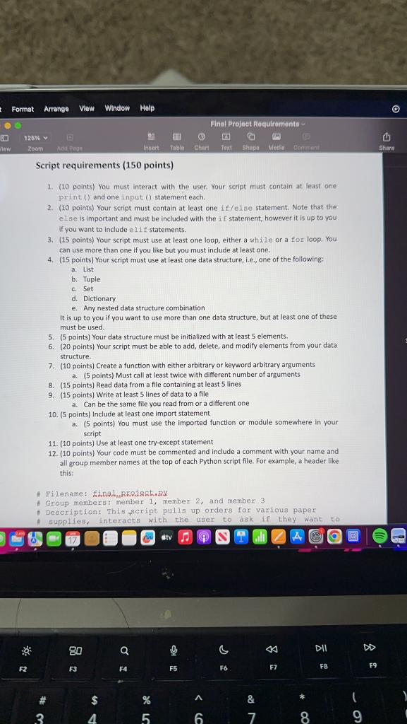 Solved Script requirements (150 points) 1. (10 points) You | Chegg.com