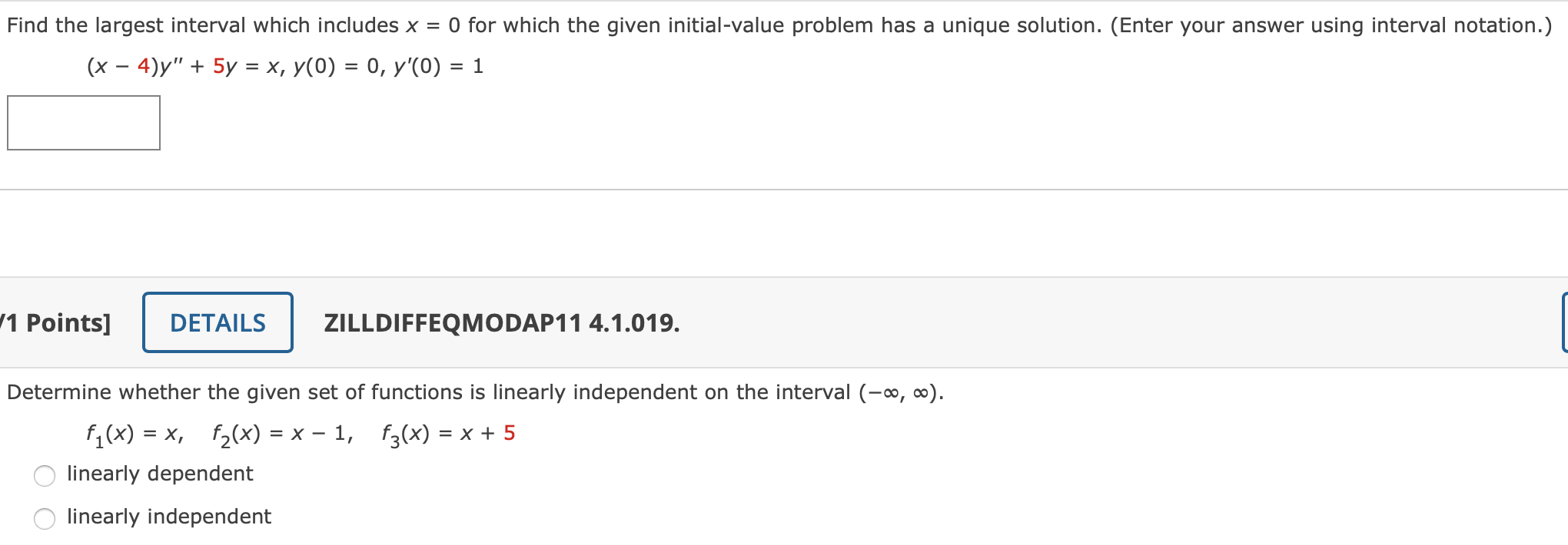 Solved Find the largest interval which includes x = 0 for | Chegg.com