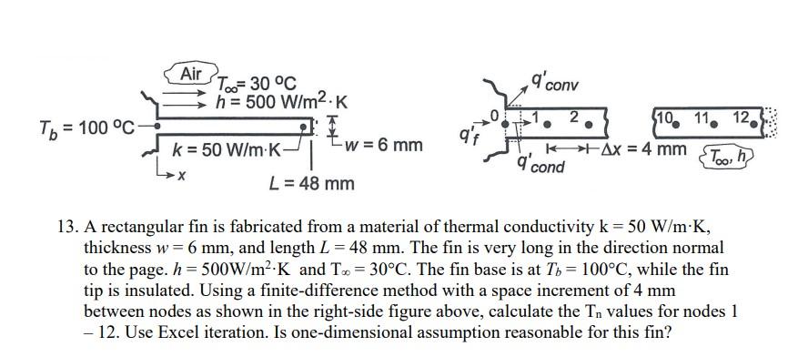 Solved 13. A rectangular fin is fabricated from a material | Chegg.com
