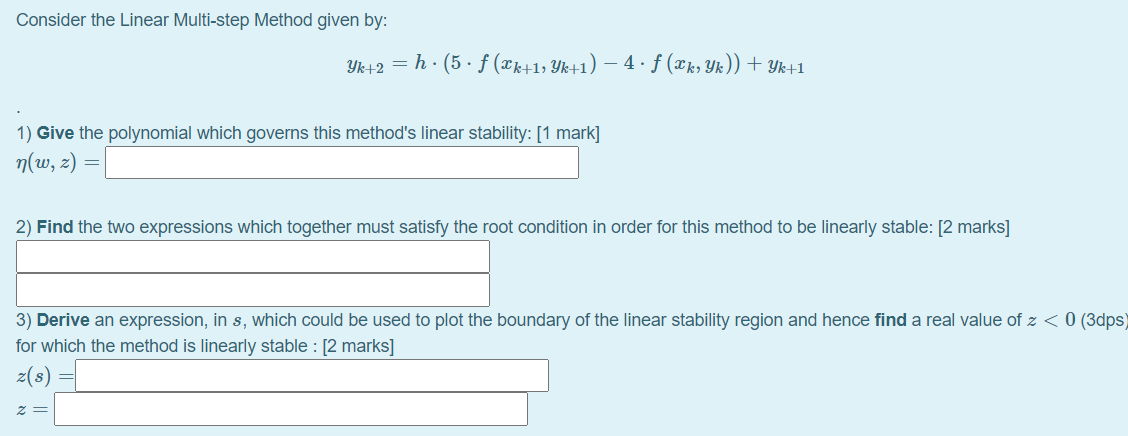 Consider The Linear Multi Step Method Given By Jk 2