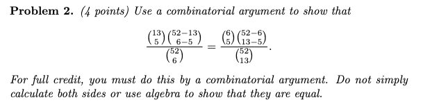 Solved Problem 2 4 Points Use A Combinatorial Argument To