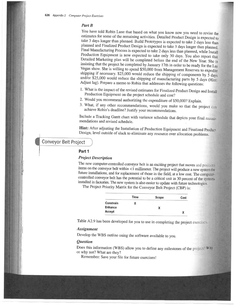 626 Appendix 2 Computer Project Exercises Part B You | Chegg.com