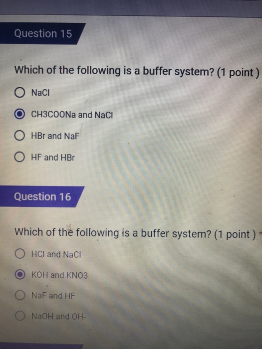 Solved Question 15 Which of the following is a buffer | Chegg.com