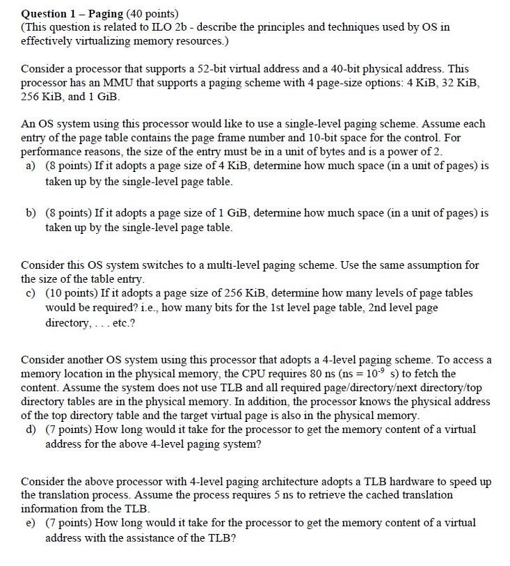 Solved (This question is related to ILO 2 b - describe the | Chegg.com