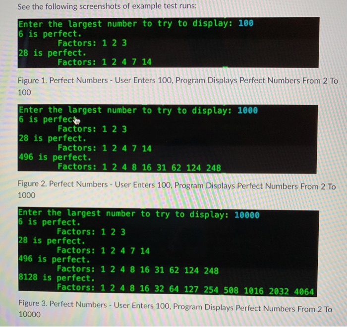 Solved Perfect Numbers We consider an integer number as a | Chegg.com