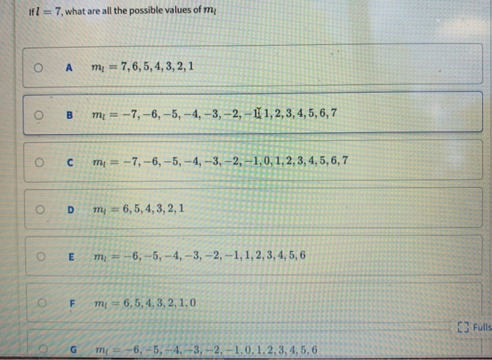 Solved Ifl 7, what are all the possible values of m mi = | Chegg.com