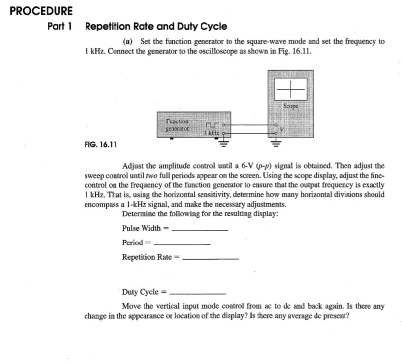 Solved PROCEDURE Part 1 Repetition Rate and Duty Cycle Set | Chegg.com